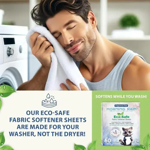 MORNINGRAIN Eco Fabric Softener Sheets, Fragrance Free, 30 Sheets