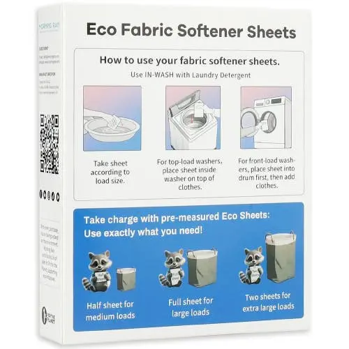 MORNINGRAIN Eco Fabric Softener Sheets, Fragrance Free, 30 Sheets