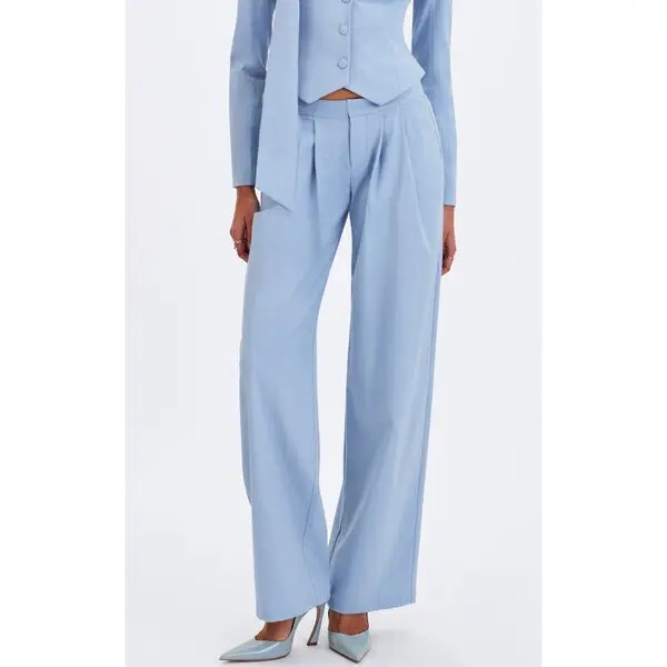 MISS CIRCLE Reva Pinstripe Single Pleat Pants - Sky Blue