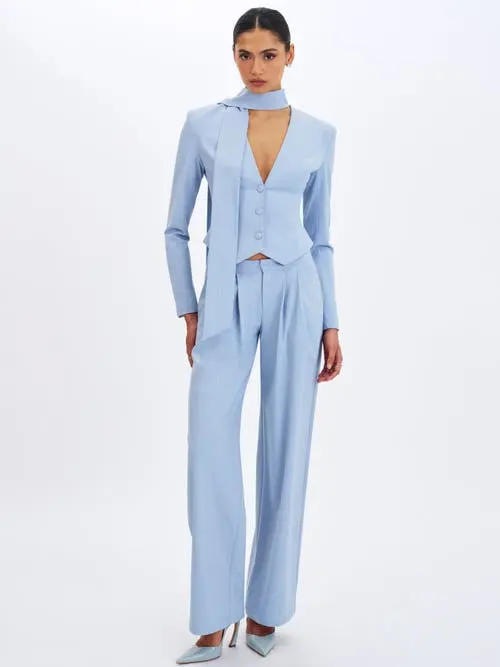 MISS CIRCLE NEW YORK Reva Pinstripe Single Pleat Pants