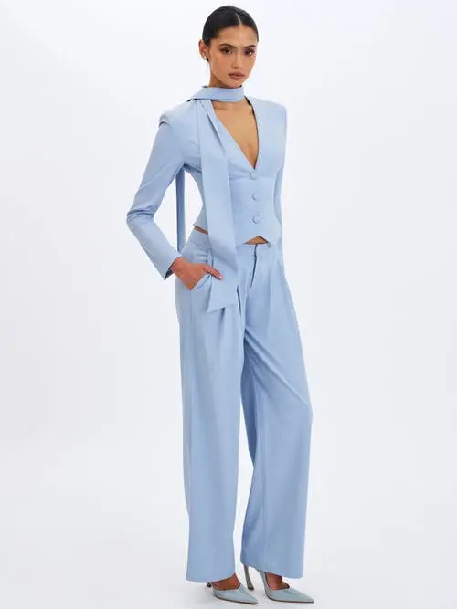 MISS CIRCLE NEW YORK Reva Pinstripe Single Pleat Pants