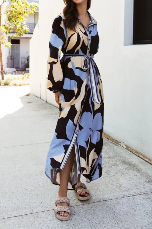 STUDIBAKER HAWK Flora Maxi Shirt Dress