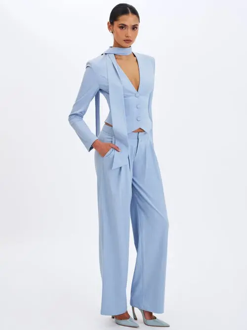 MISS CIRCLE NEW YORK Renley Pinstripe Peplum Blazer