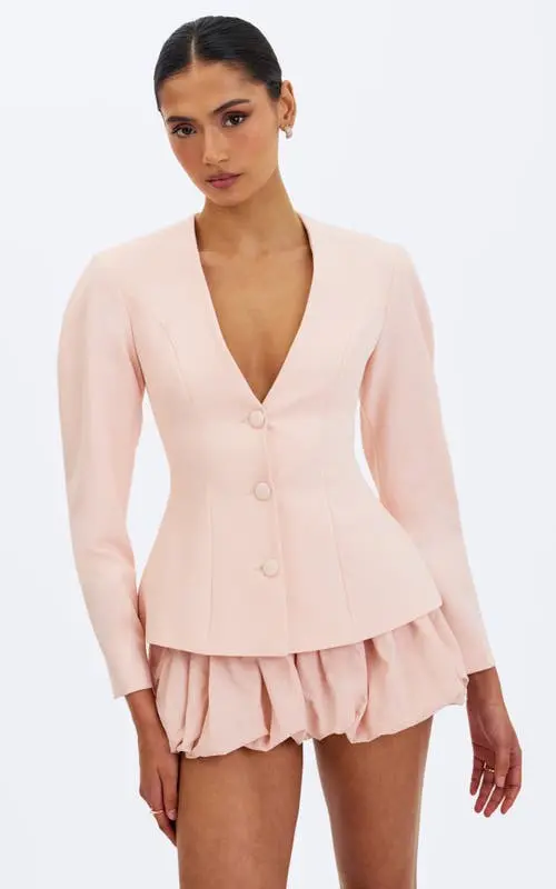 MISS CIRCLE Savannah Peplum Blazer - Tulip Pink