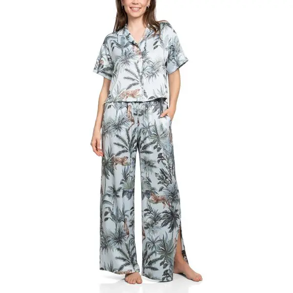 MIDNIGHT BAKERY One Way Satin Pajamas - Blue