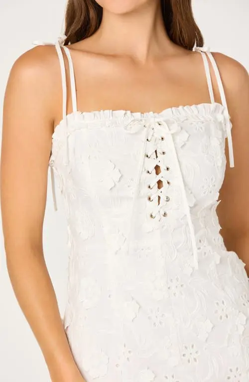 floral appliqu corset mini dress in white Bandeau Floral-Appliqu Corset Mini Dress in Ivory - 10
