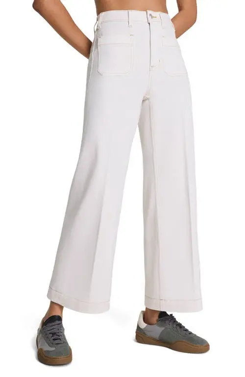 Spanx Authentic 360 Patch Pocket Crop Wide Leg Jeans - Alabaster