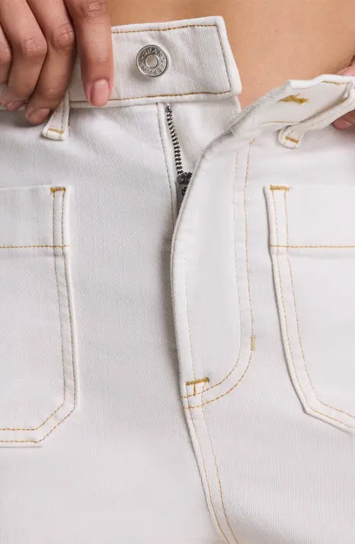 Spanx Authentic 360 Patch Pocket Crop Wide Leg Jeans - Alabaster
