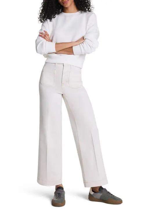 Spanx Authentic 360 Patch Pocket Crop Wide Leg Jeans - Alabaster