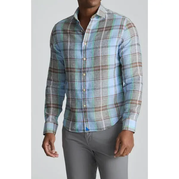 UNTUCKIT Plaid Wrinkle Resistant Linen Button-up Shirt