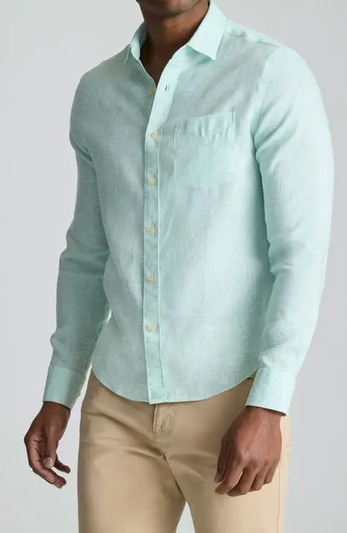UNTUCKIT Stripe Wrinkle Resistant Linen Button-up Shirt - Green