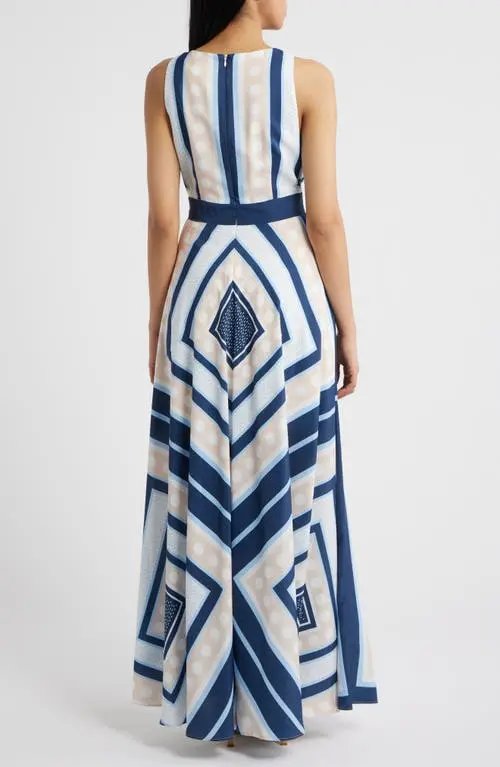 Eliza J Scarf Print Crêpe De Chine Maxi Dress