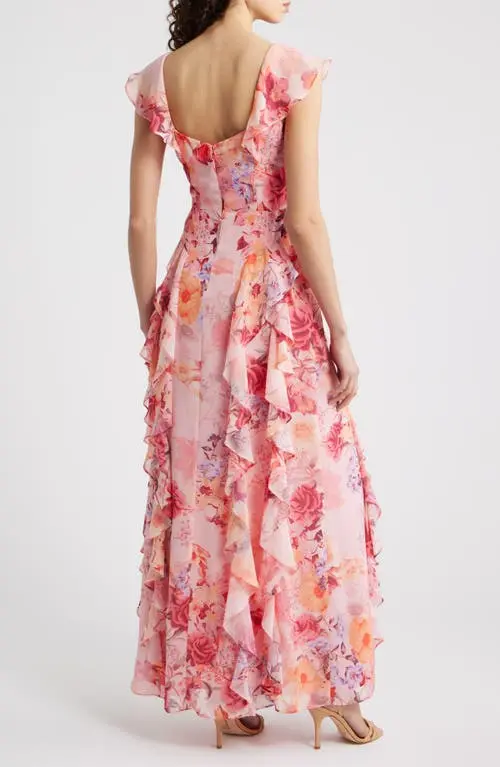 Eliza J Flutter Chiffon Maxi Dress