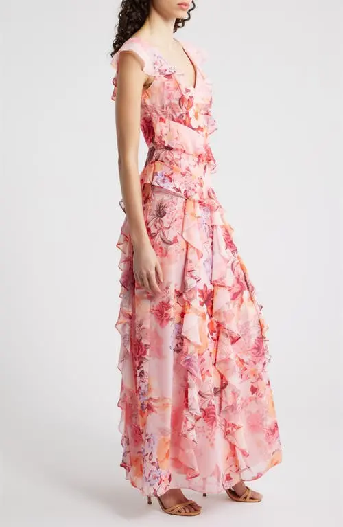 Eliza J Flutter Chiffon Maxi Dress