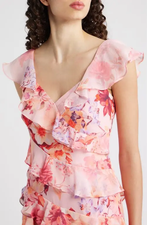 Eliza J Flutter Chiffon Maxi Dress
