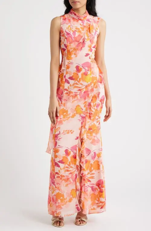 Eliza J Floral Ruffle Maxi Dress