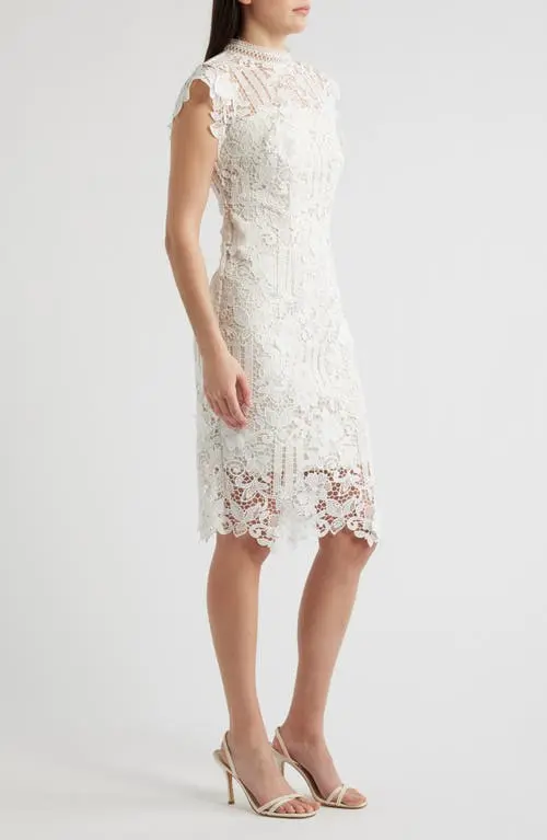 eliza j lace sheath dress Eliza J Lace Mock Neck Sheath Dress