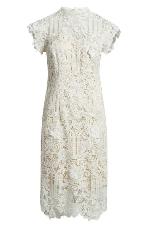 eliza j white lace dress Eliza J Floral Appliqué Lace Sheath Dress - Ivory