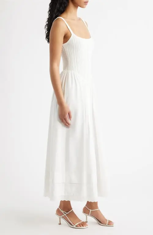 Moon River Pointelle Bodice Mixed Media Dress