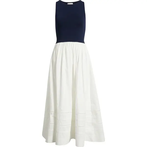 Moon River Mixed Media Dress - Navy/off White