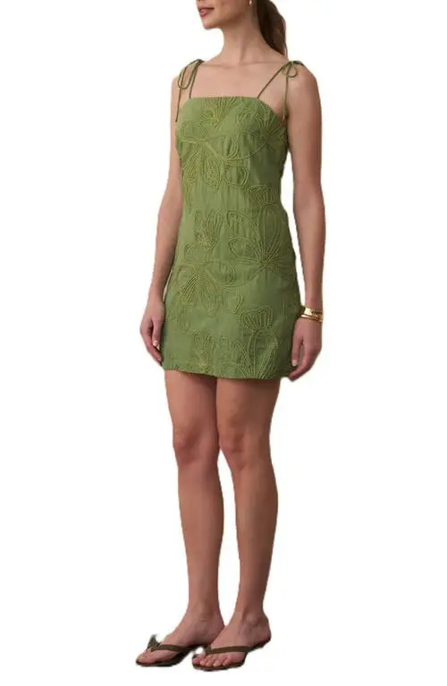 Moon River Embroidered Tie-strap Mini Sundress