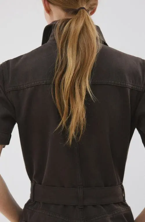 Mango Belted Denim Jumpsuit