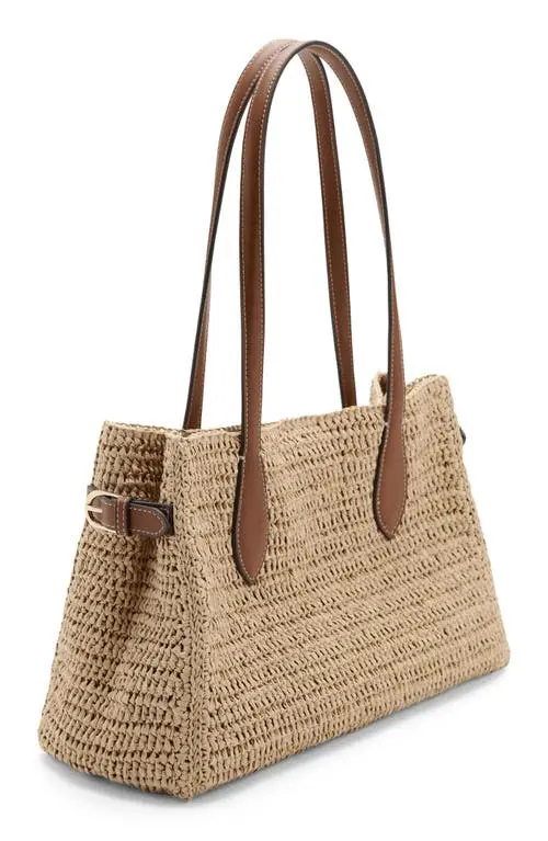 Mango Natural Fiber City Shoulder Bag