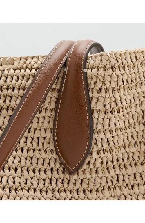 Mango Natural Fiber City Shoulder Bag