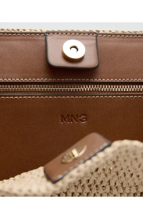 Mango Natural Fiber City Shoulder Bag