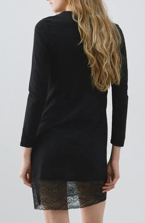 Mango Lace Trim Nightgown - Black