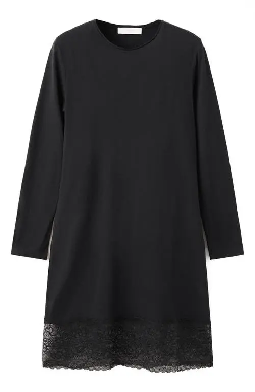 Mango Lace Trim Nightgown - Black