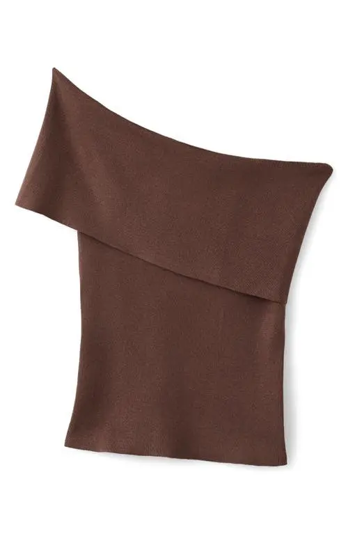 Mango Off-the-shoulder Ribbed Top - Chocolate