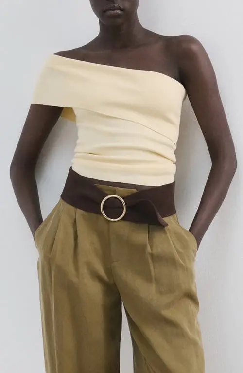 Mango Off-the-shoulder Ribbed Top - Vanilla