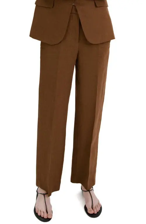 Mango Linen Suit Trousers - Brown