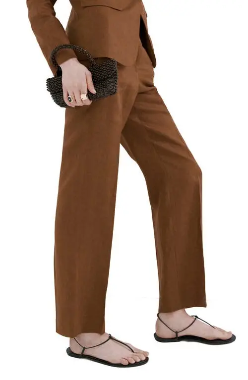 Mango Linen Suit Trousers - Brown