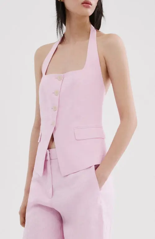 Mango Linen Suit Waistcoat - Pink