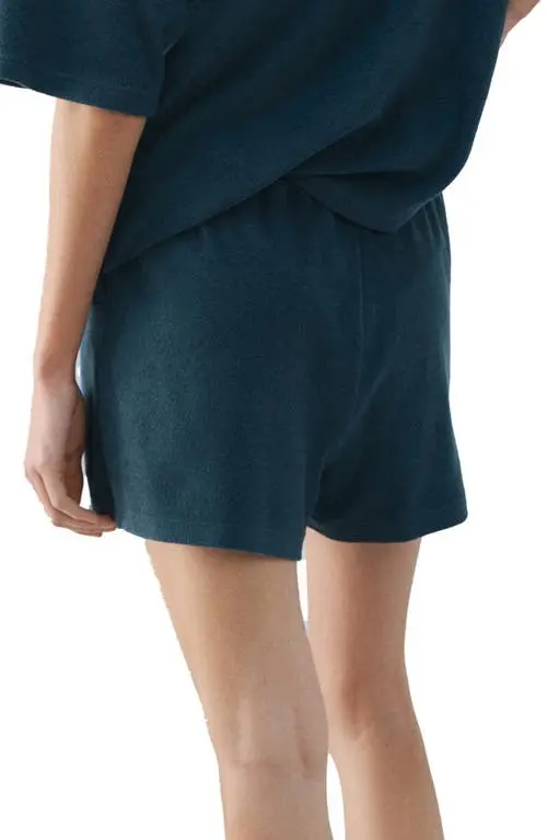 Mango Cotton Blend Terry Shorts - Blue
