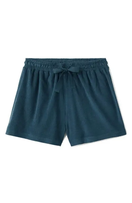 Mango Cotton Blend Terry Shorts - Blue