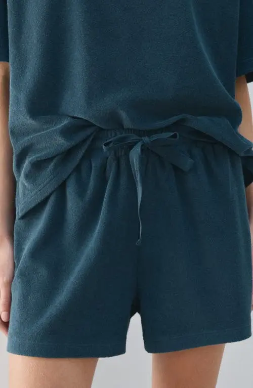 Mango Cotton Blend Terry Shorts - Blue
