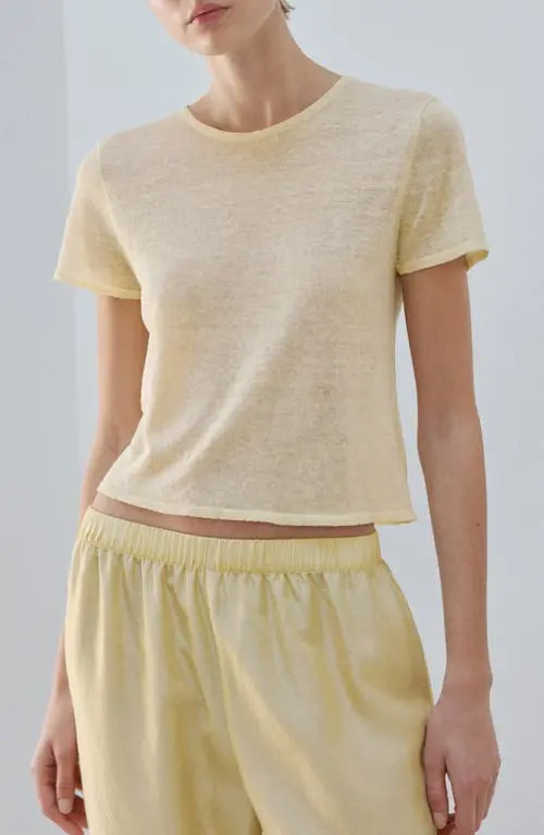 Mango Linen Blend Pajama Top - Pastel Yellow