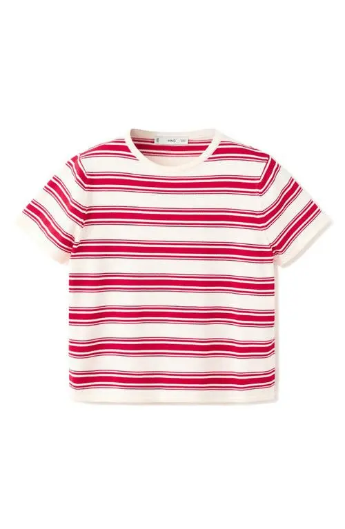 Mango Stripe Short Sleeve Sweater - Red