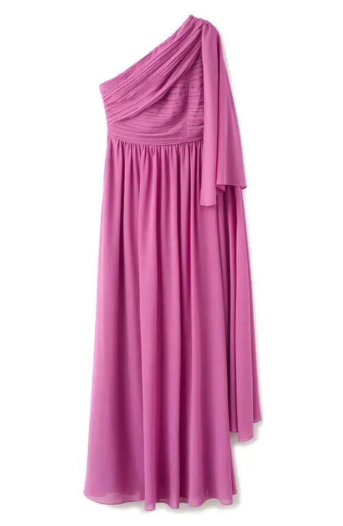 Mango One-shoulder Dress - Fuchsia