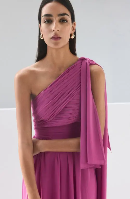 Mango One-shoulder Draped Dress