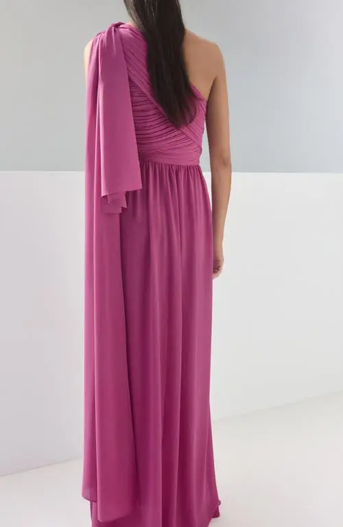 Mango One-shoulder Draped Dress