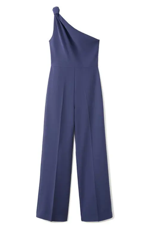 Mango Knotted One-shoulder Jumpsuit - Ink Blue