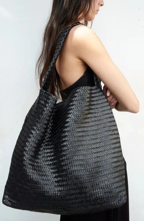 Mango Braided Leather Bucket Bag