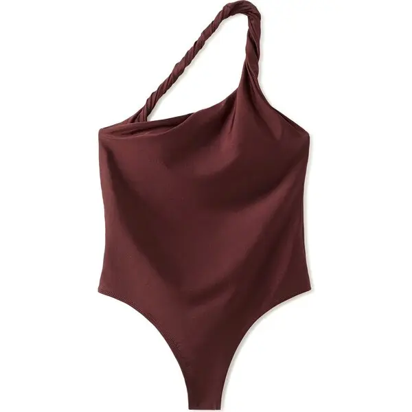 Mango Asymmetric One-shoulder One-piece Swimsuit - Wine