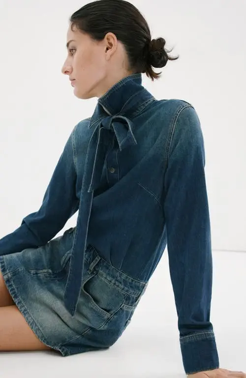 Mango Combined Denim Mini Dress