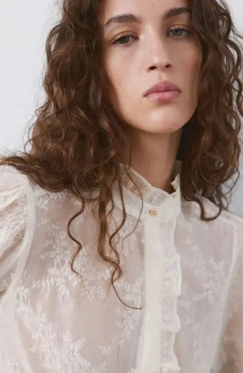 Mango Floral Embroidery Woven Shirt