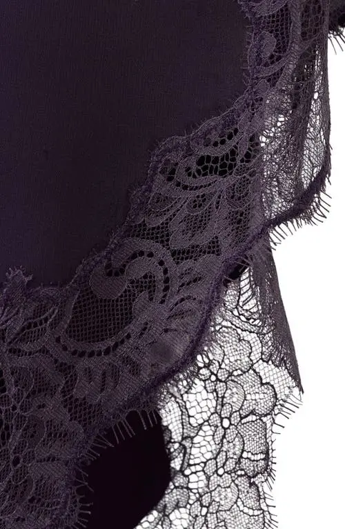 Mango Lace Trim Asymmetric Satin Top